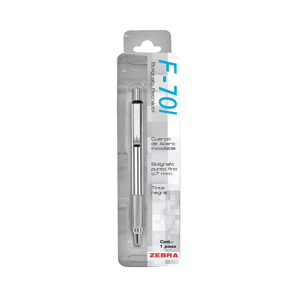 Bolígrafo Retráctil De Acero Inoxidable F-701 Zebra – Zebra México